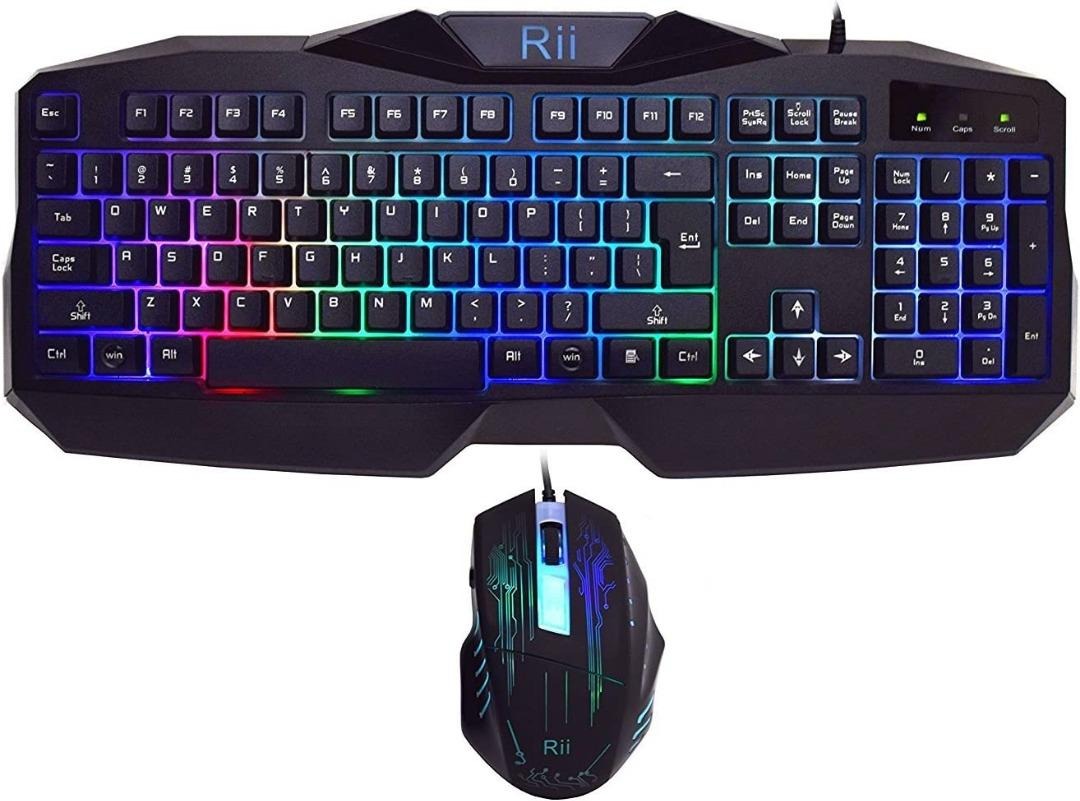 Rii Gaming Keyboard and Mouse Combo,LED Rainbow Backlit USB Wired ...