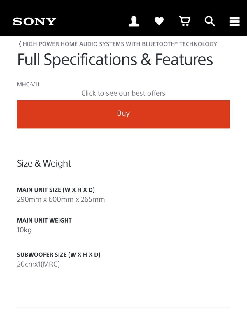 Sony MHC-V11 High-Power Home Audio System with Bluetooth, Audio ...