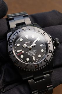 Seiko Mod Blackened Submariner Watch- Stealth Black- Custom Men's ...