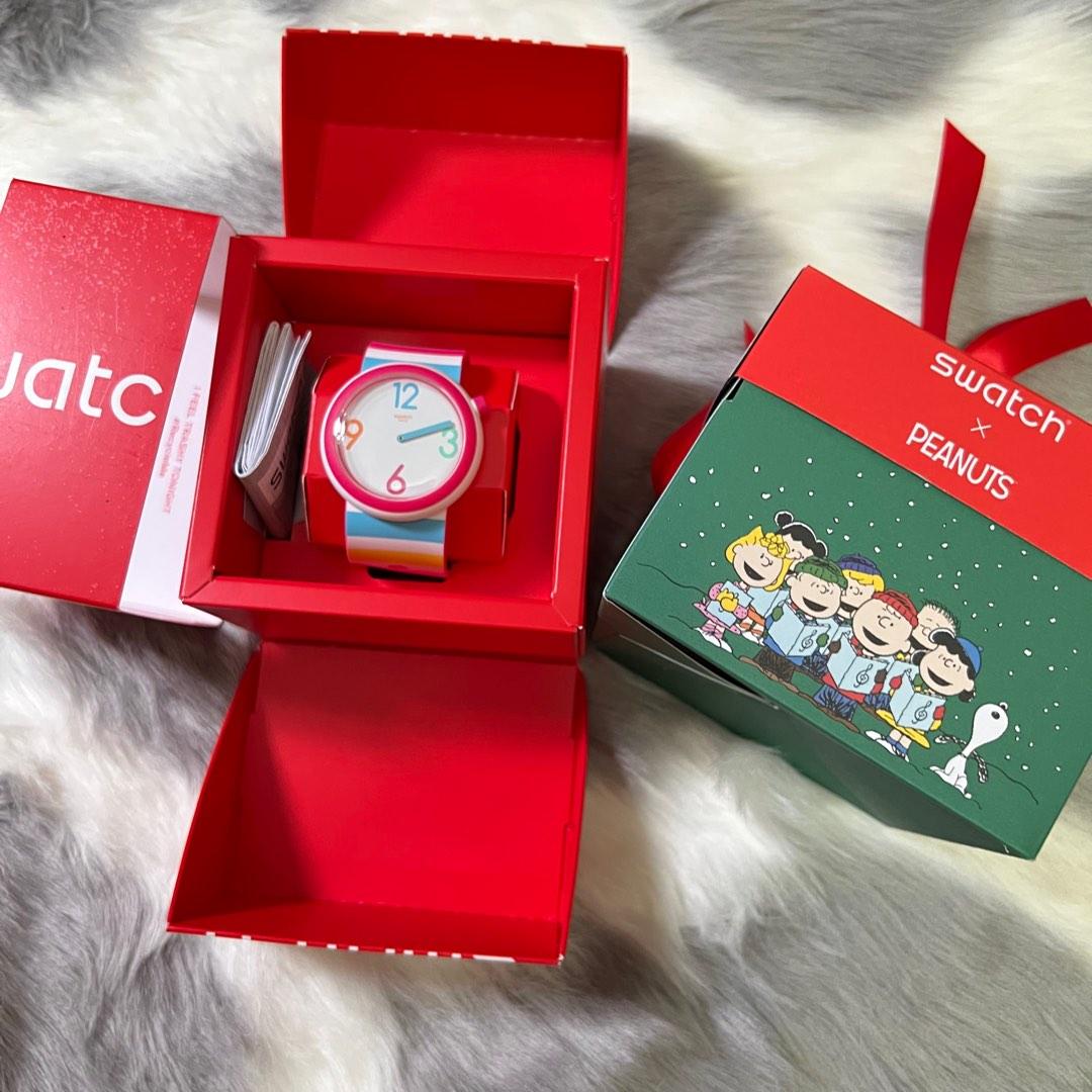 SWATCH x PEANUTS Snoopy Christmas Watch Gift Set, Women's Fashion ...