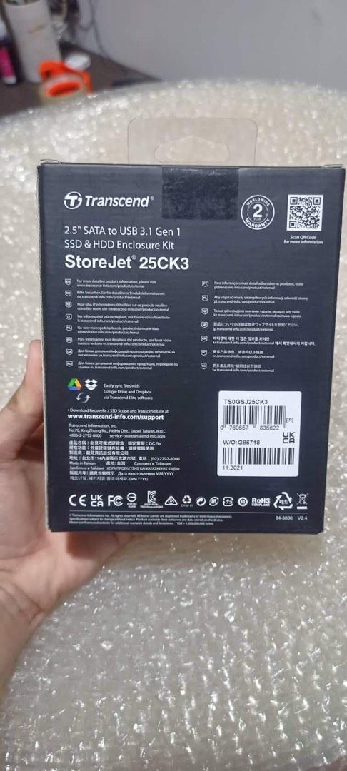Transcend 2.5" SATA HDD & SSD Enclosure Kit USB 3.1 Gen 1 25CK3 StoreJet TS0GSJ25CK3, Computers ...