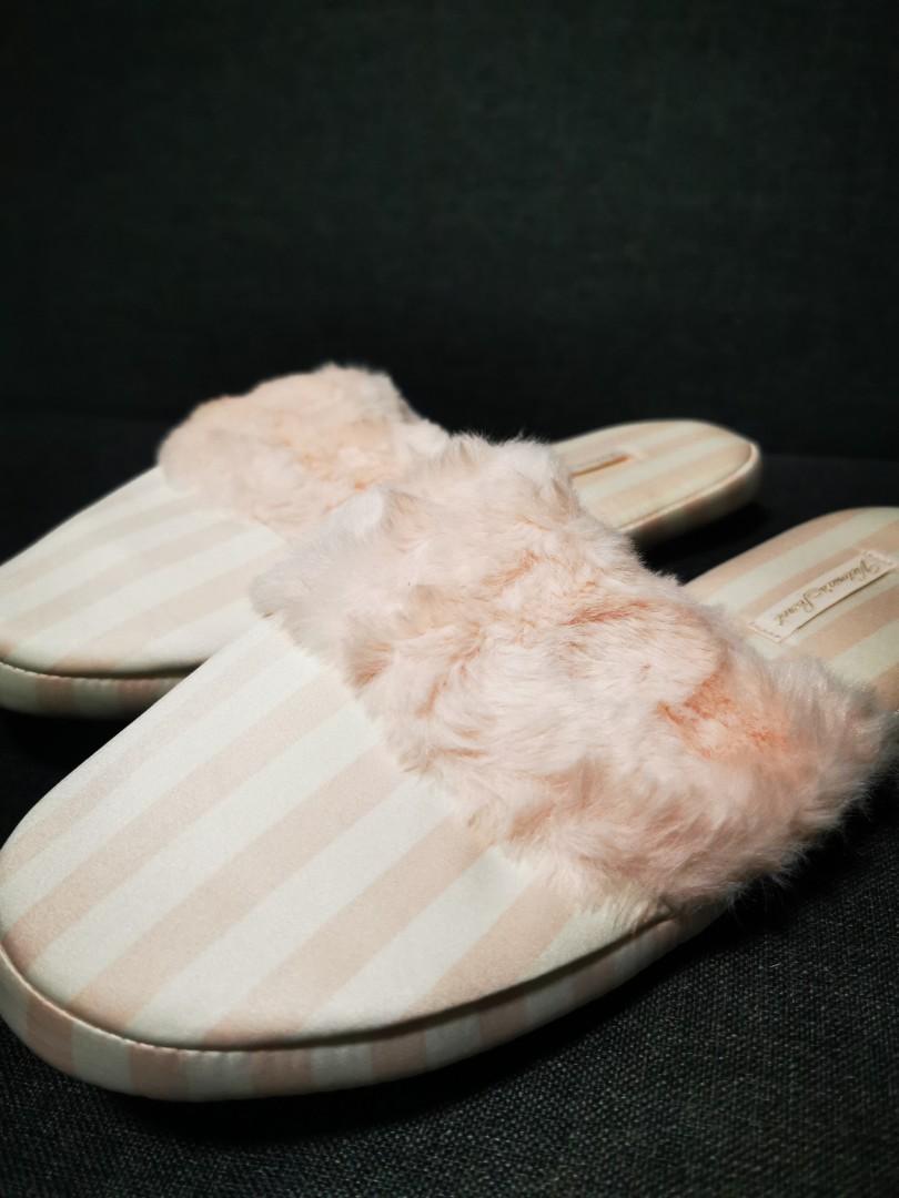 Victoria's Secret Slippers in Pink Stripes, Women's Fashion, Footwear ...