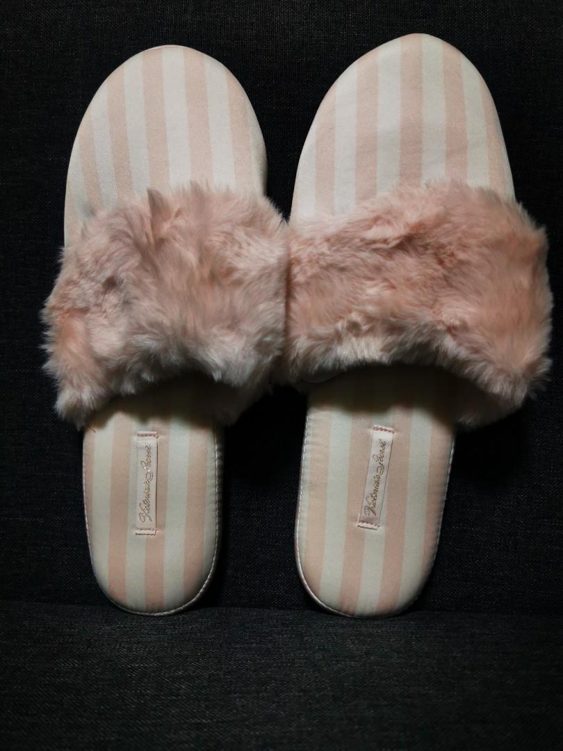Victoria's Secret Slippers in Pink Stripes, Women's Fashion, Footwear ...