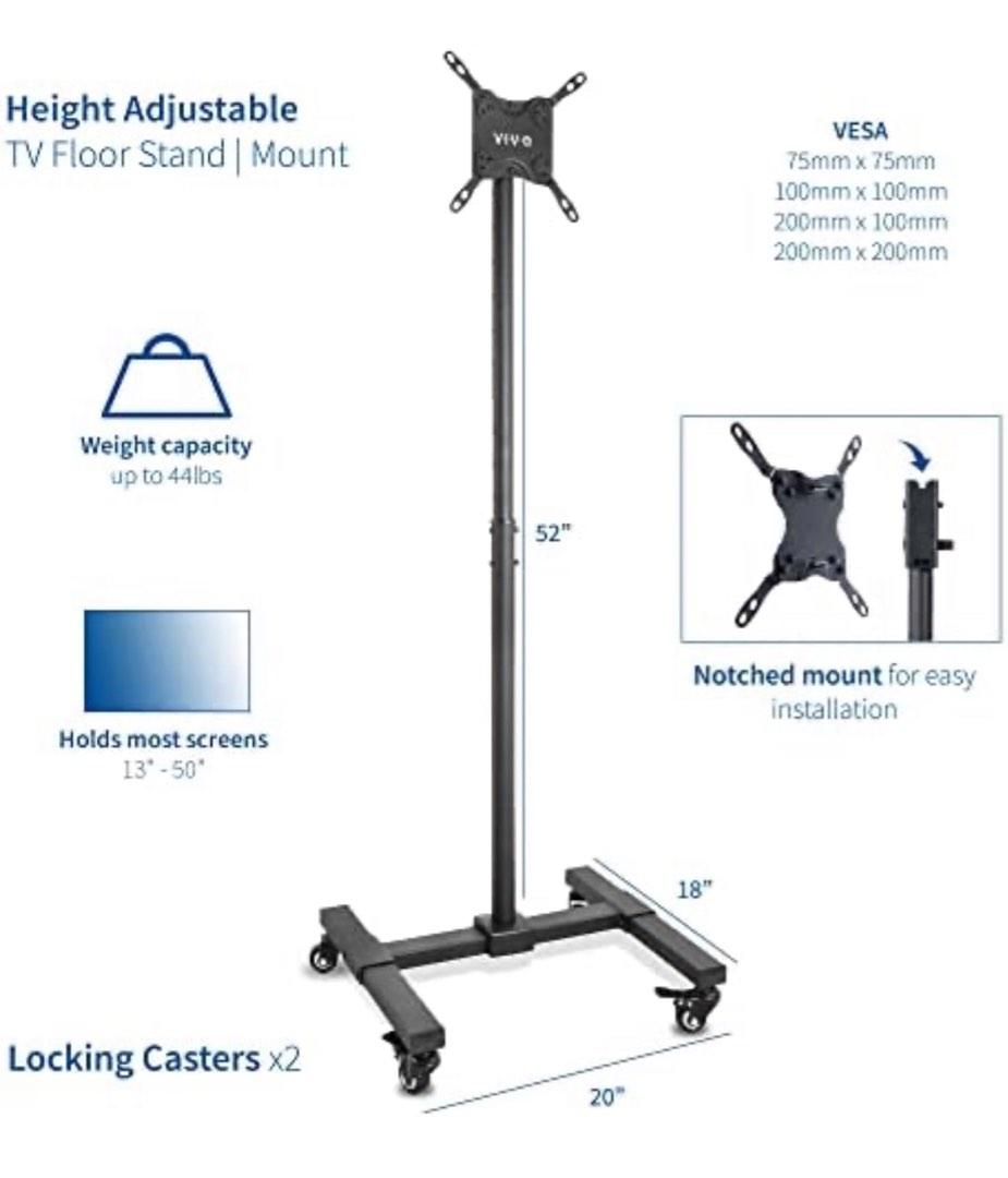 VIVO Mobile TV / Monitor stand for 13 to 50 inch Screens up to 44 lbs ...