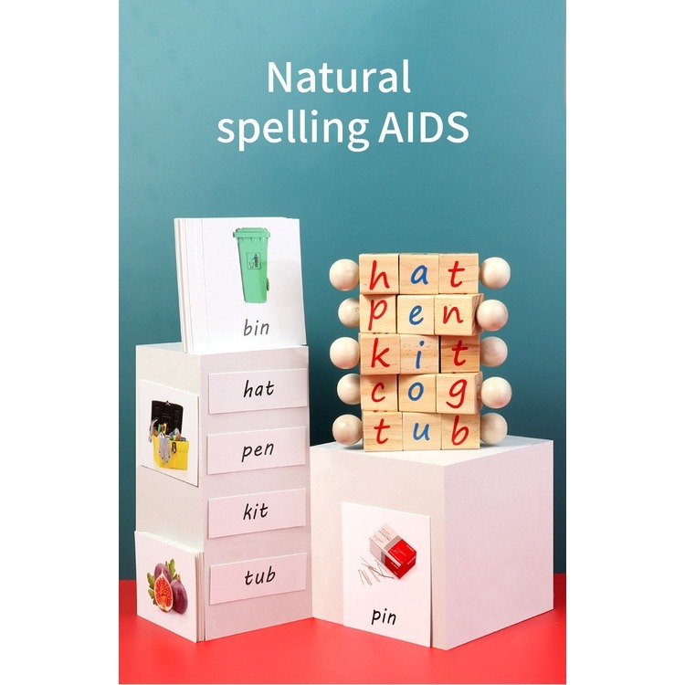 Wooden alphabet blocks phonics game flashcards, Babies & Kids, Infant ...