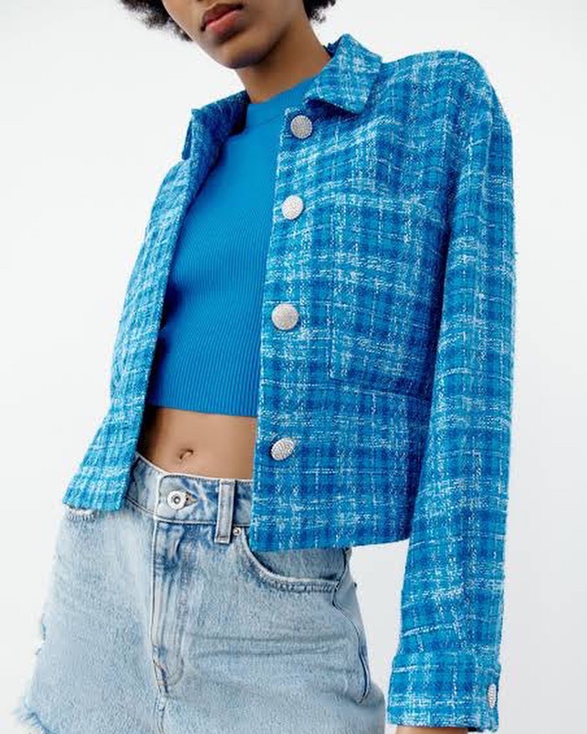 ZARA | Tweed Jeweled Structured Jacket, Women's Fashion, Coats, Jackets ...