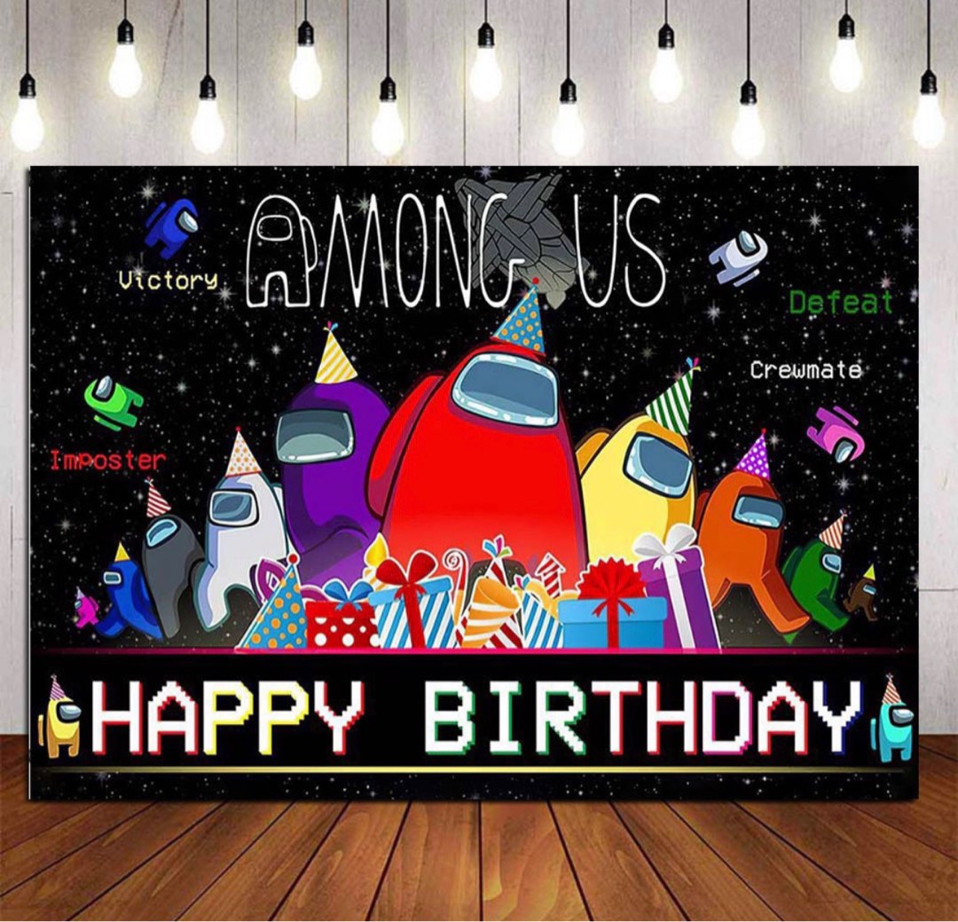 150x90cm Among Us Happy Birthday Theme Party Backdrop Prop Photography ...