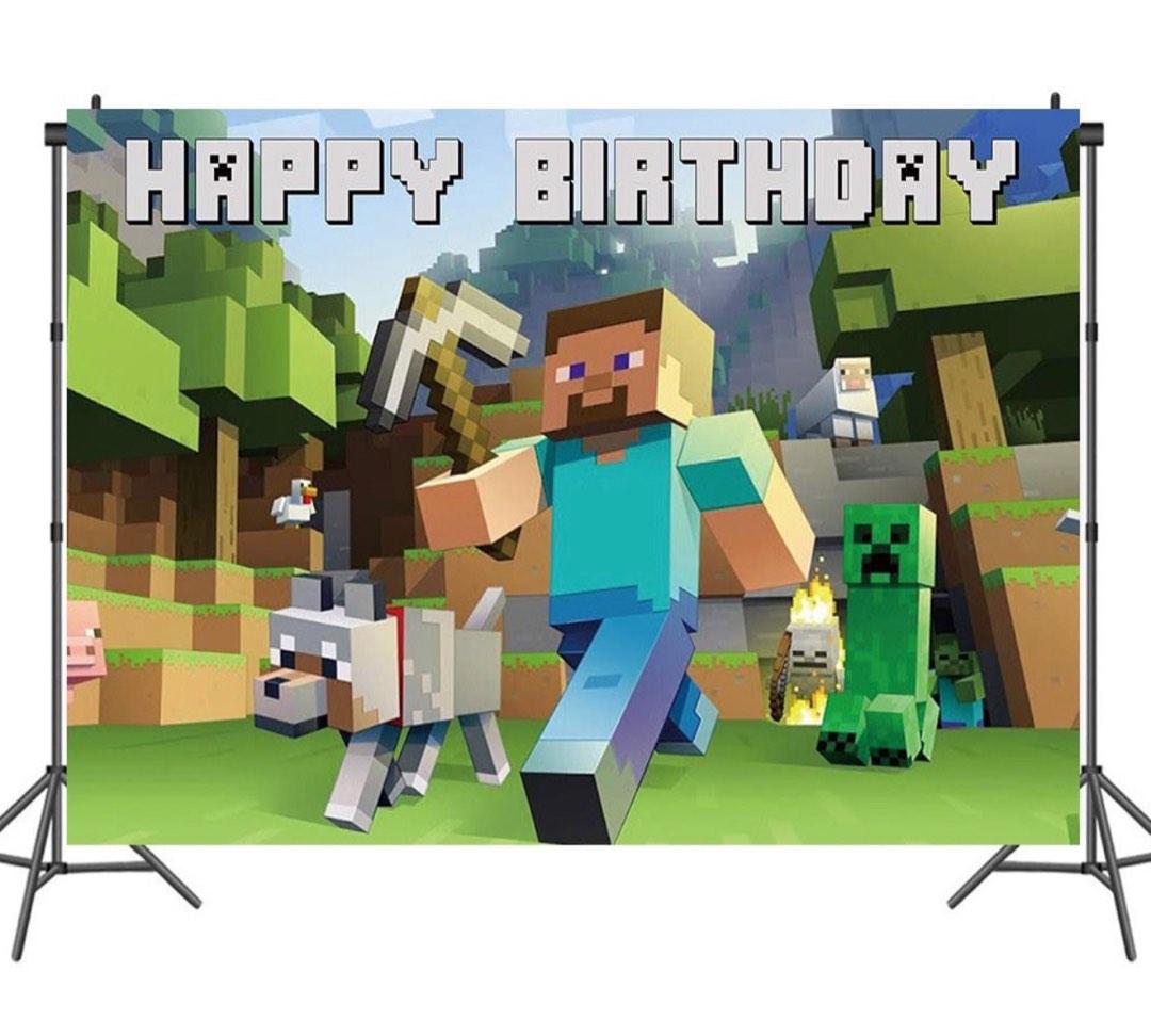 150x90cm Minecraft Happy Birthday Theme Party Backdrop Photography ...