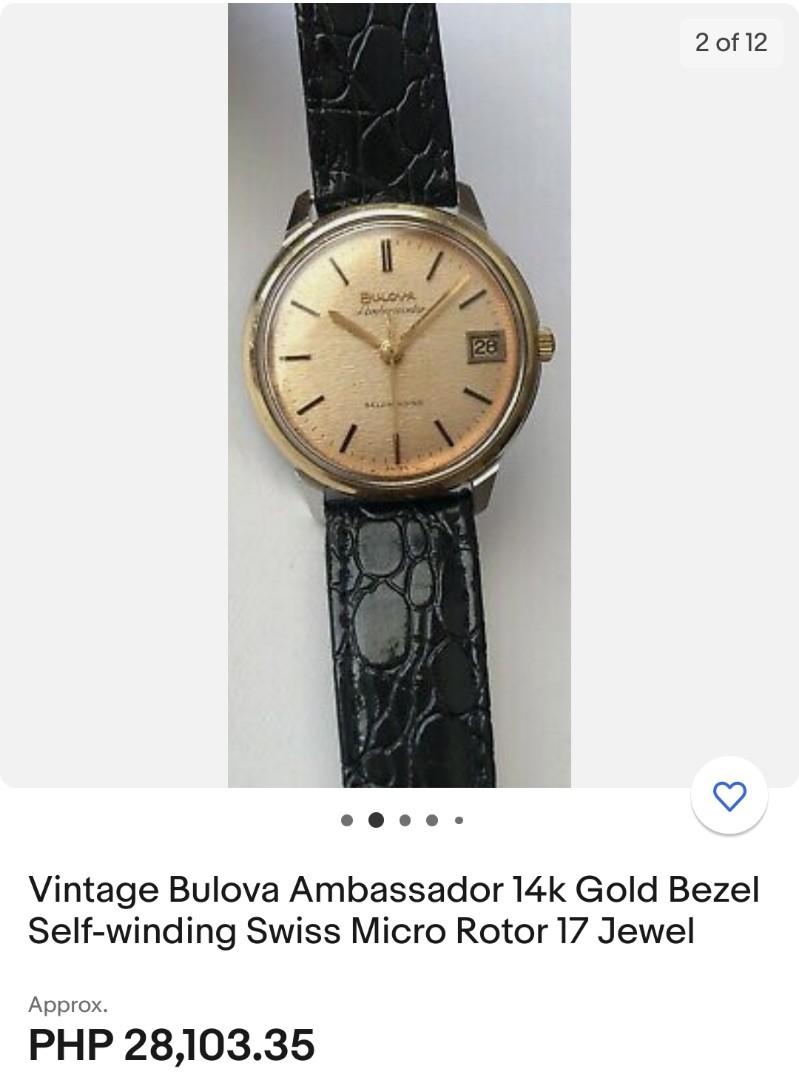 1960's Bulova Ambassador Vintage Watch - Not Running - 30 Jewel Micro ...