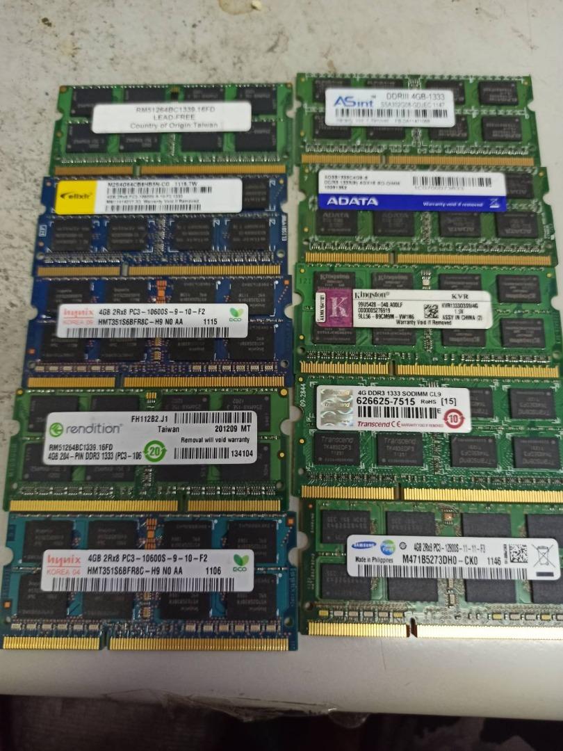 大台北 永和 二手 筆電 記憶體 RAM DDR3 4G 多廠牌便宜出清, 電腦及科技產品, 電腦周邊產品, 電腦周邊產品在旋轉拍賣