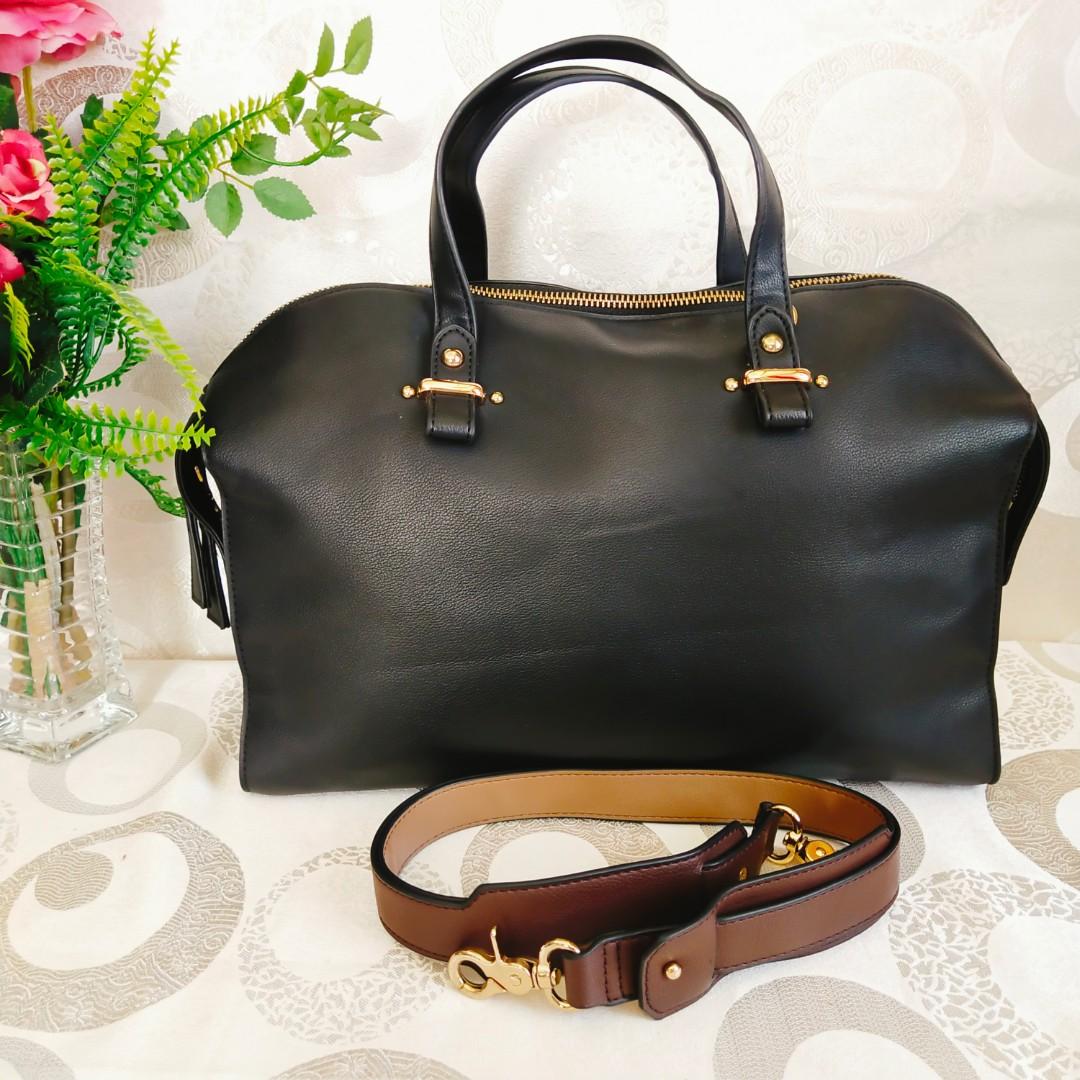 Authentic Michel Klein Paris 2-Way Boston Satchel Cross-Body Bag, Women's Fashion, Bags ...