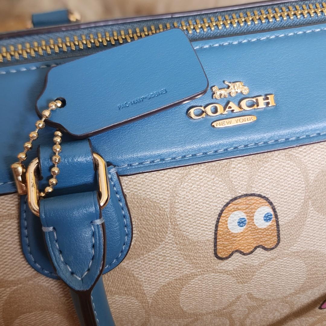 Coach Pac Man Ghost Print Light Khaki Mini Bennett Satchel in Signature ...