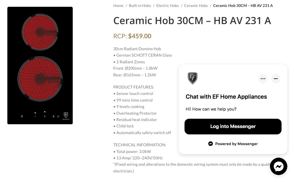 EF Ceramic Hob 30cm Model HB AV231A, TV & Home Appliances, Kitchen Appliances, Hobs & Hoods on ...