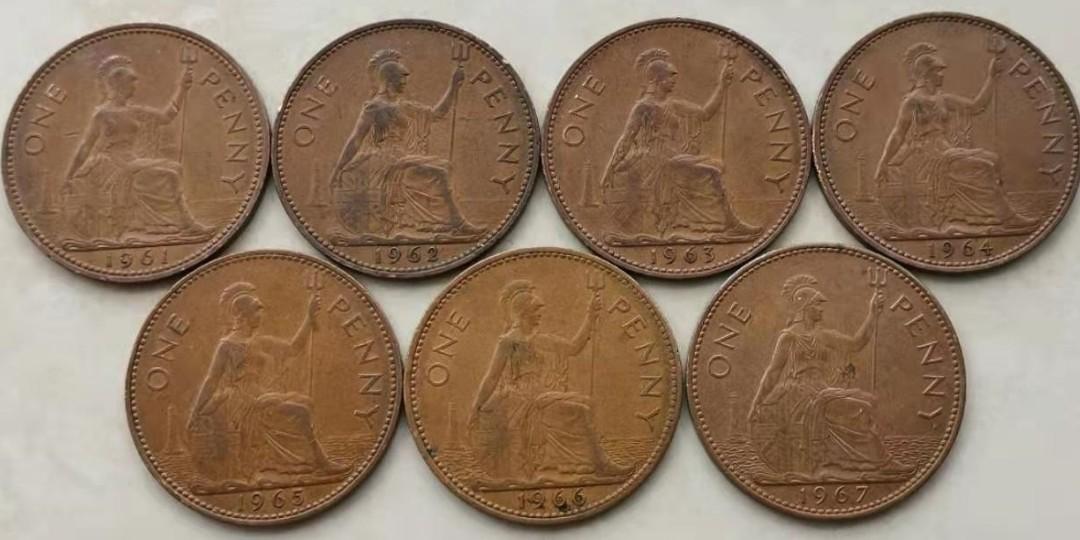 Elizabeth Old Coins- One Penny -1961-1967, Hobbies & Toys, Memorabilia ...
