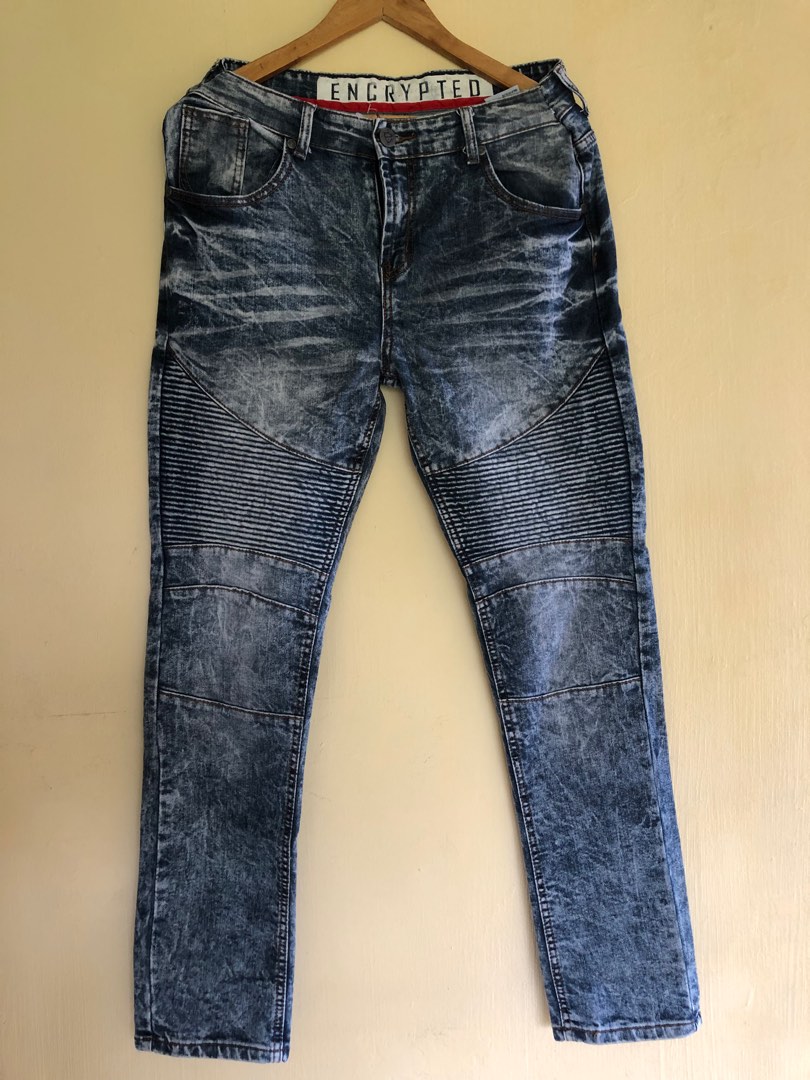 ENCRYPTED Medium Acid Wash Motto Jeans Big Boys, Men's Fashion, Bottoms ...