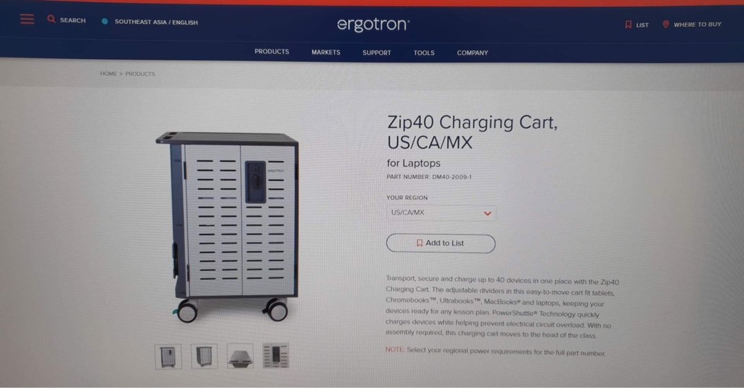 Ergotron Zip40 Charging and Management Cart for laptops, Computers ...