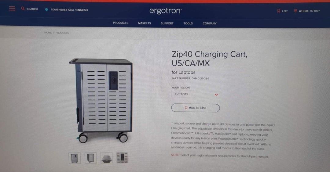 Ergotron Zip40 Charging and Management Cart for laptops, Computers ...