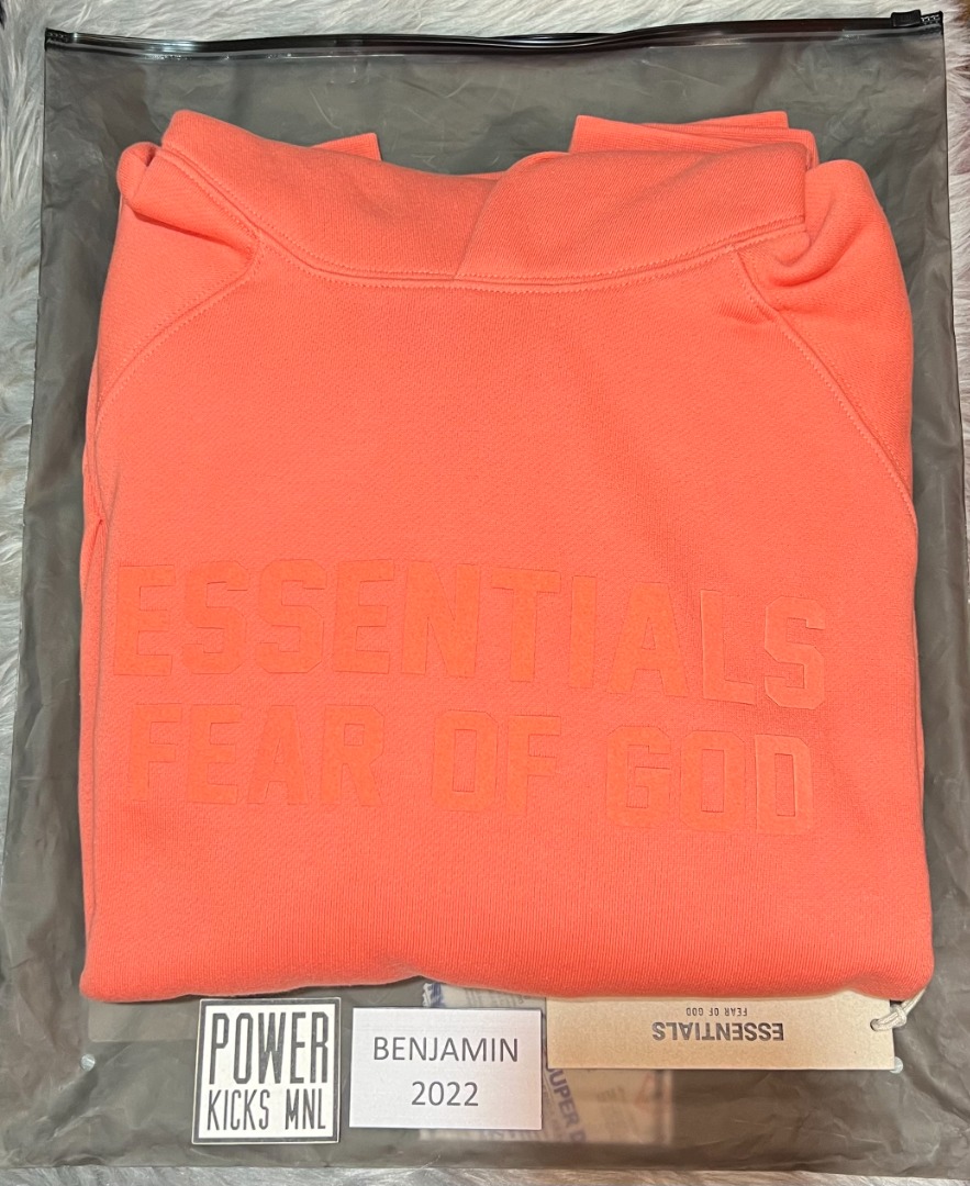 Fear of God Essentials FW22 Hoodie 'Coral', Men's Fashion, Tops & Sets ...