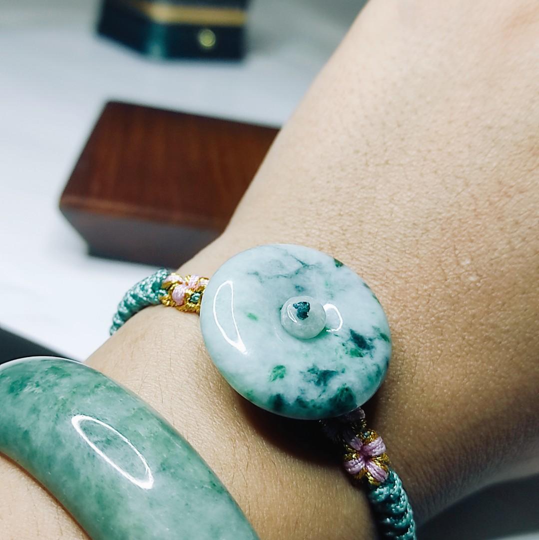 Feicui Jadeite Donut Adjustable Bracelet, Women's Fashion, Jewelry ...