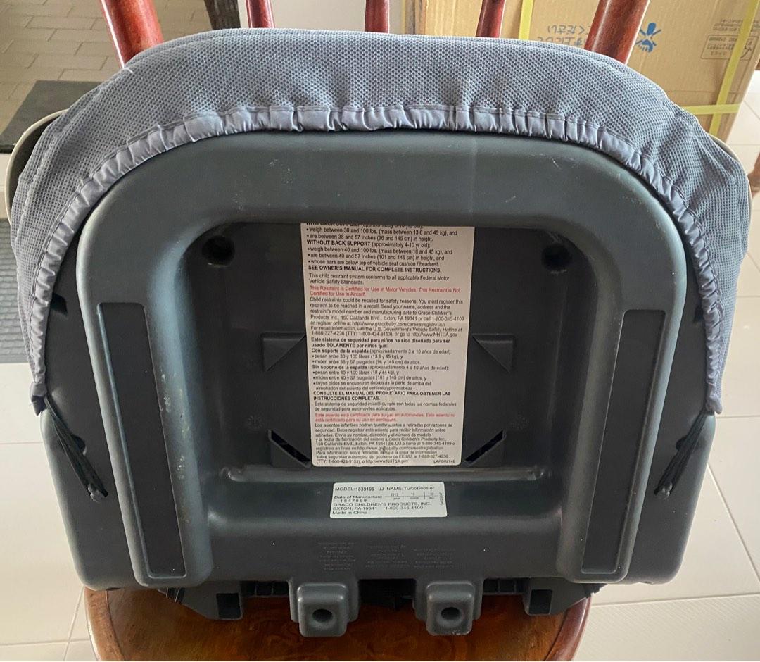 Graco backless turbo booster seat, Babies & Kids, Going Out, Car Seats ...