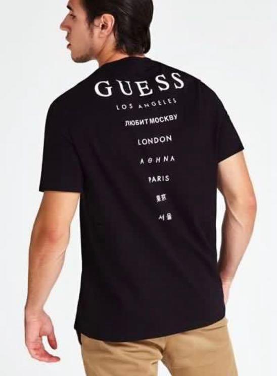 GUESS Back Countries Logo Oversized Tee, Men's Fashion, Tops & Sets ...