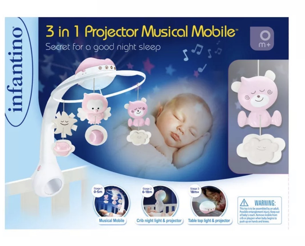 Infantino 3 in 1 Projector Musical Mobile (Pink), Babies & Kids, Baby ...