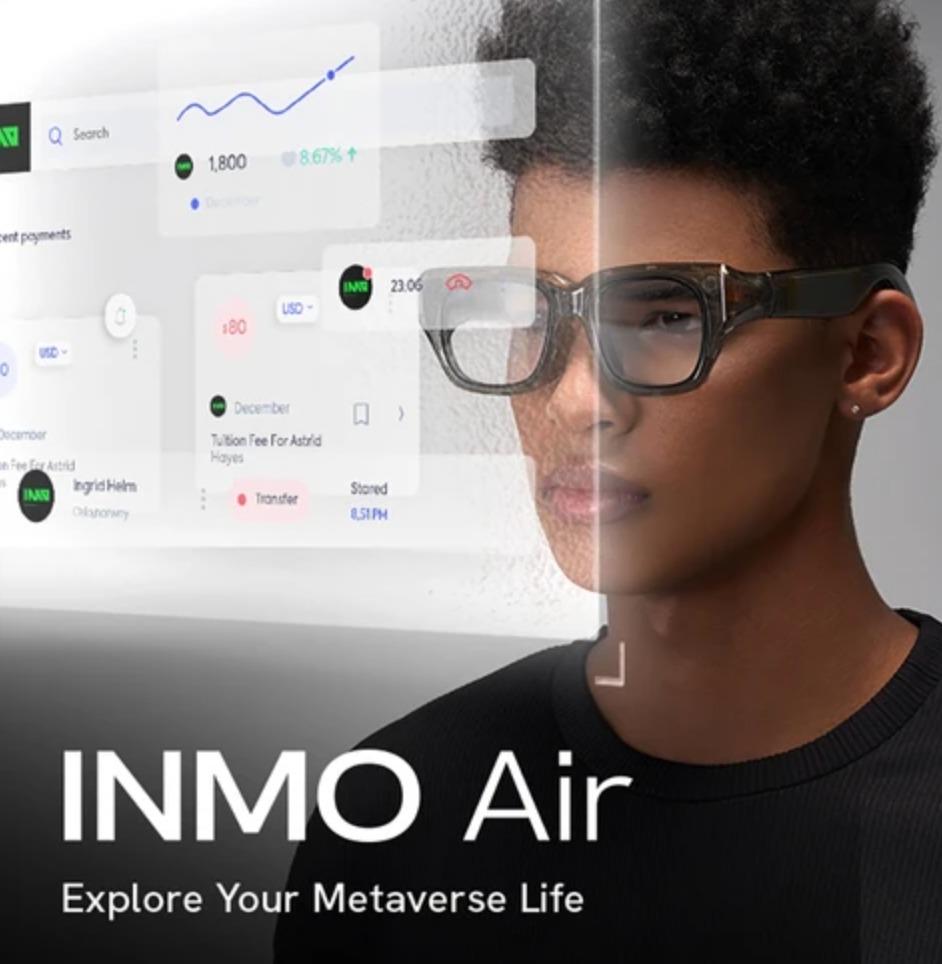 INMO Air AR Smart Glasses with GPS System AR Navigation, Smart Control, AI Assistant - Black ...