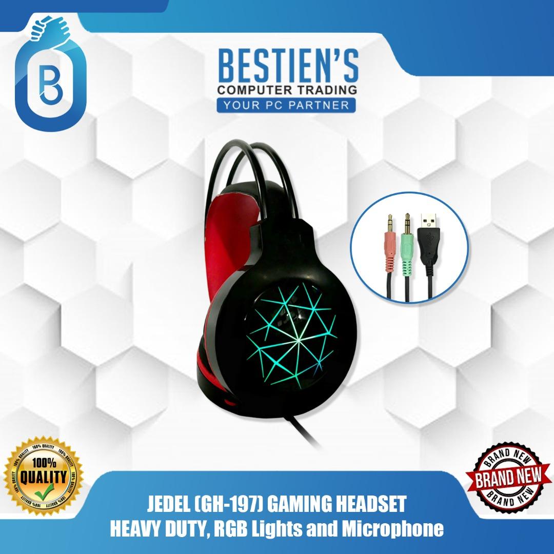 JEDEL (GH-197) GAMING HEADSET , HEAVY DUTY, RGB Lights and Microphone ...