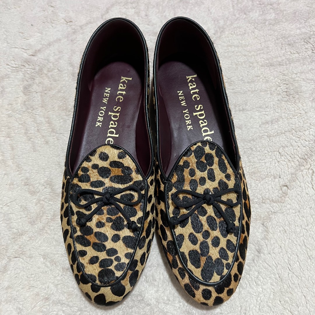 KATE SPADE Leopard-Print Leather Loafers, Women's Fashion, Footwear ...