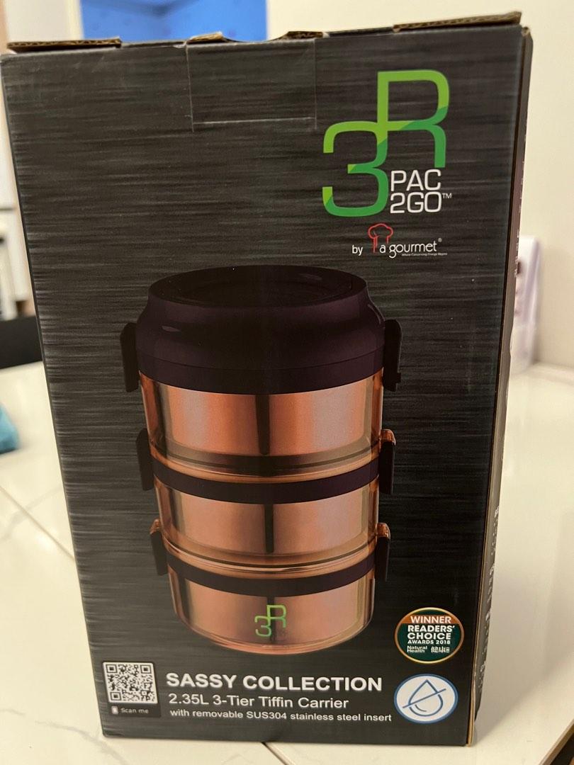 La Gourmet 3R Pac2go sassy collection 2.35l 3-tier tiffin carrier, Furniture & Home Living ...