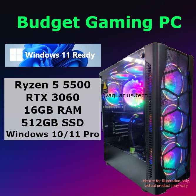 LATEST Ryzen 5 5500 RTX 3060 12GB Budget Gaming Computer PC Custom PC ...