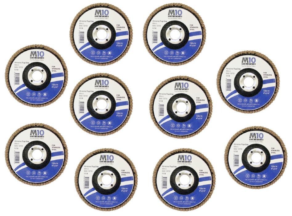 M10 Abrasive Flap Disc Wheel 4" for Stainless Steel Grit: 60, 80 & 120 ...