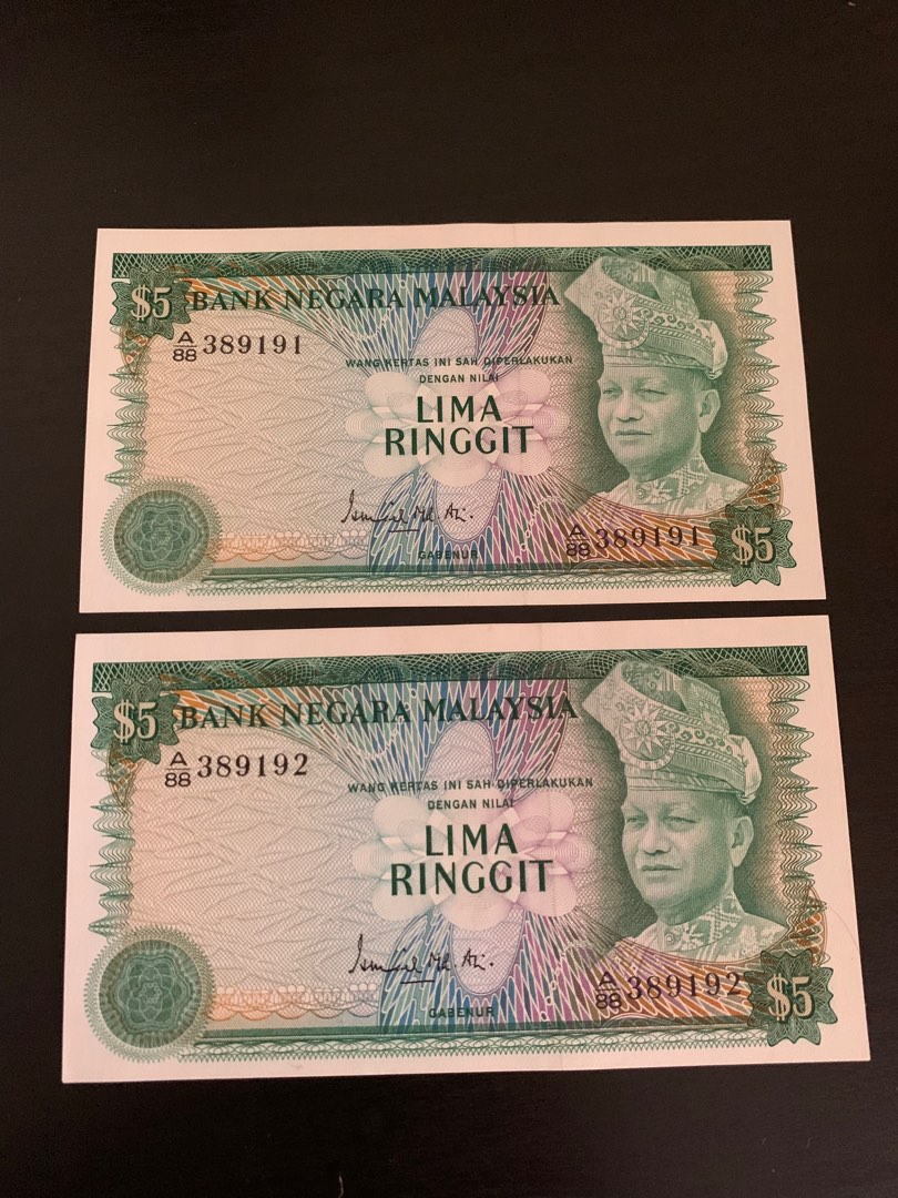 Malaysia 3 series Lima ringgit A88/389191-389192, Hobbies & Toys ...