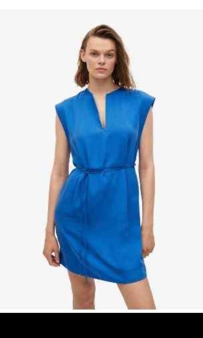 Mango Blue Linen Dress XS, Women's Fashion, Dresses & Sets, Dresses on ...