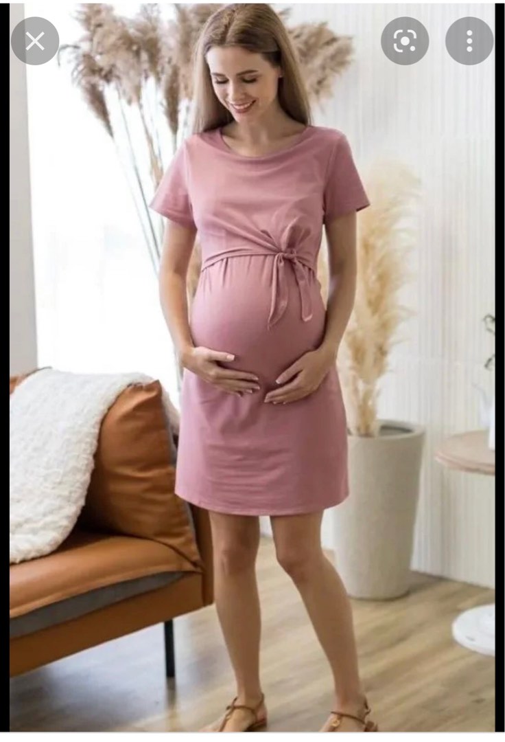 Maternity Nursing dress Charley Ribbon Dress (Pink) - L Annee Matthew ...