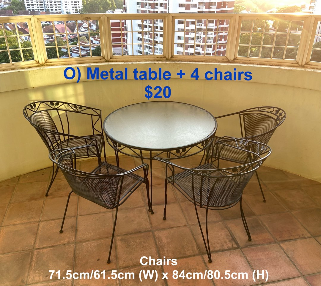 Metal Tables & Chairs Set, Furniture & Home Living, Furniture, Tables ...