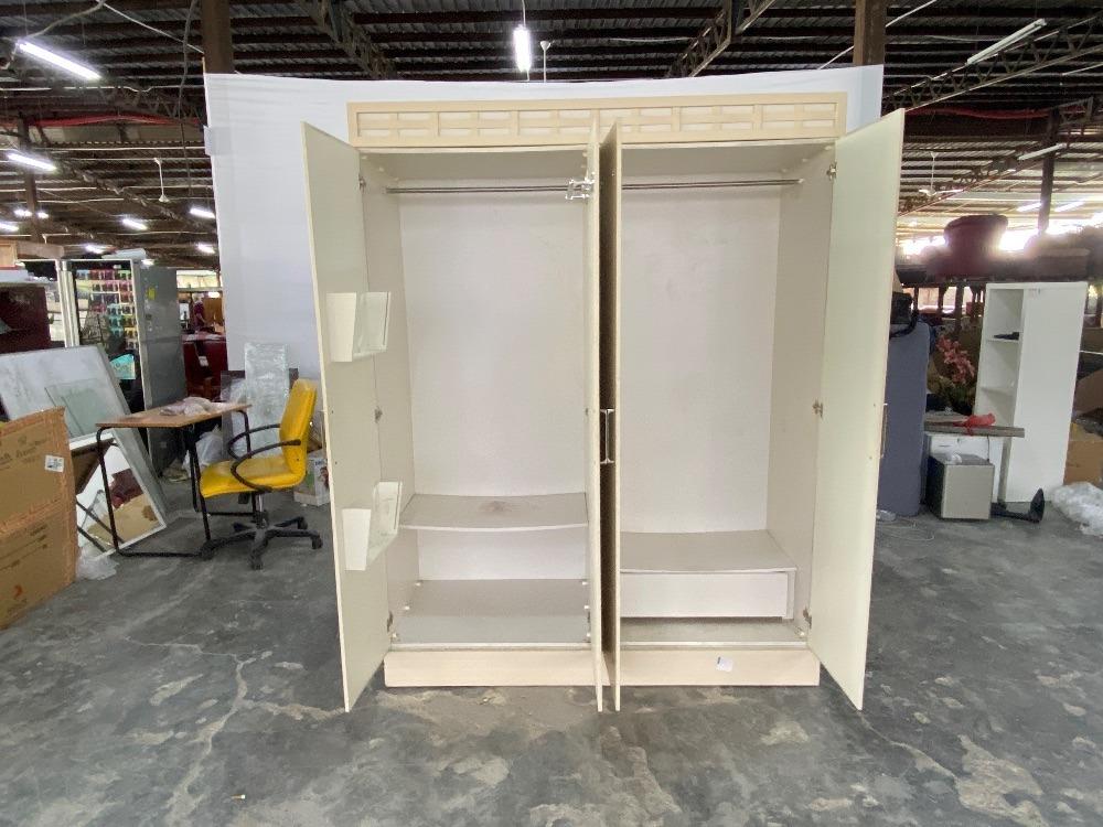 Modern Classical Design Wooden 4-door Wardrobe White Colour / Almari ...