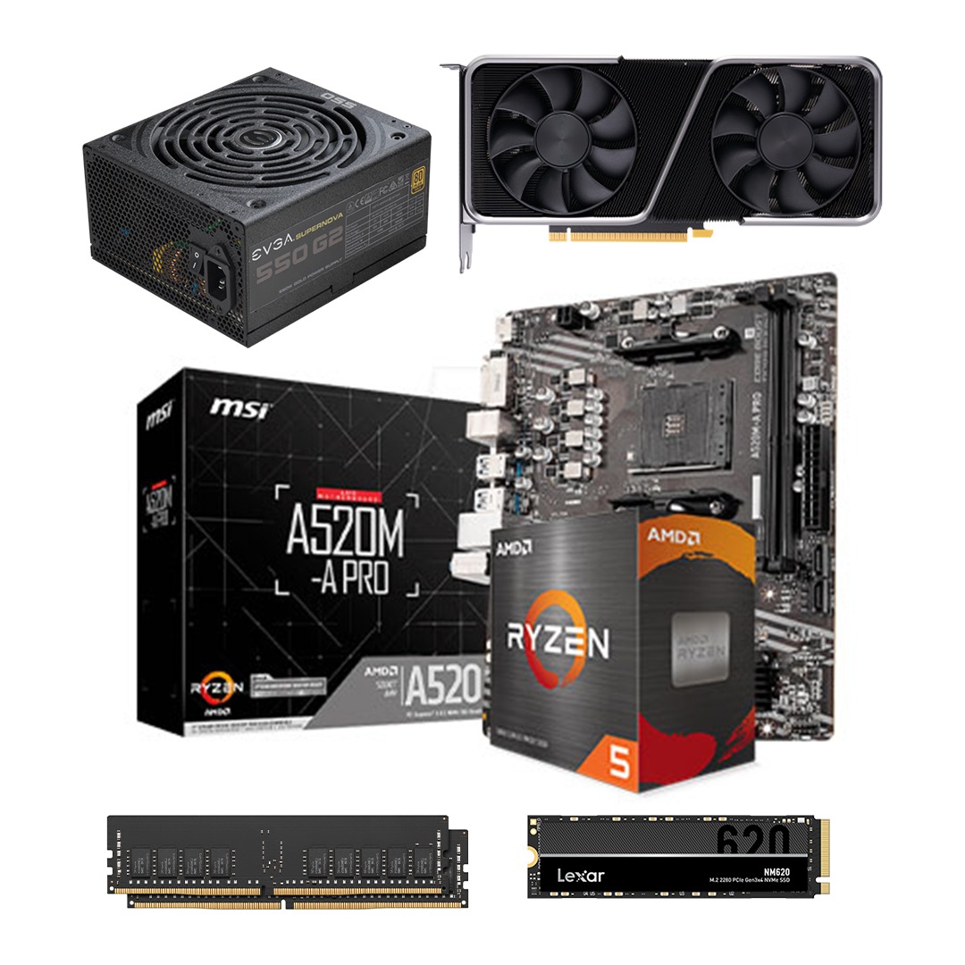 MSI A520M A PRO RYZEN 5500 COMBO PC PARTS BUNDLE RAM GPU SSD PSU HDD ...