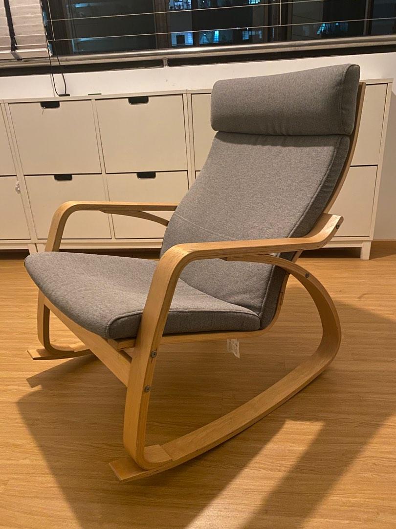 Poang Ikea Rocking Chair Grey, Furniture & Home Living, Furniture ...