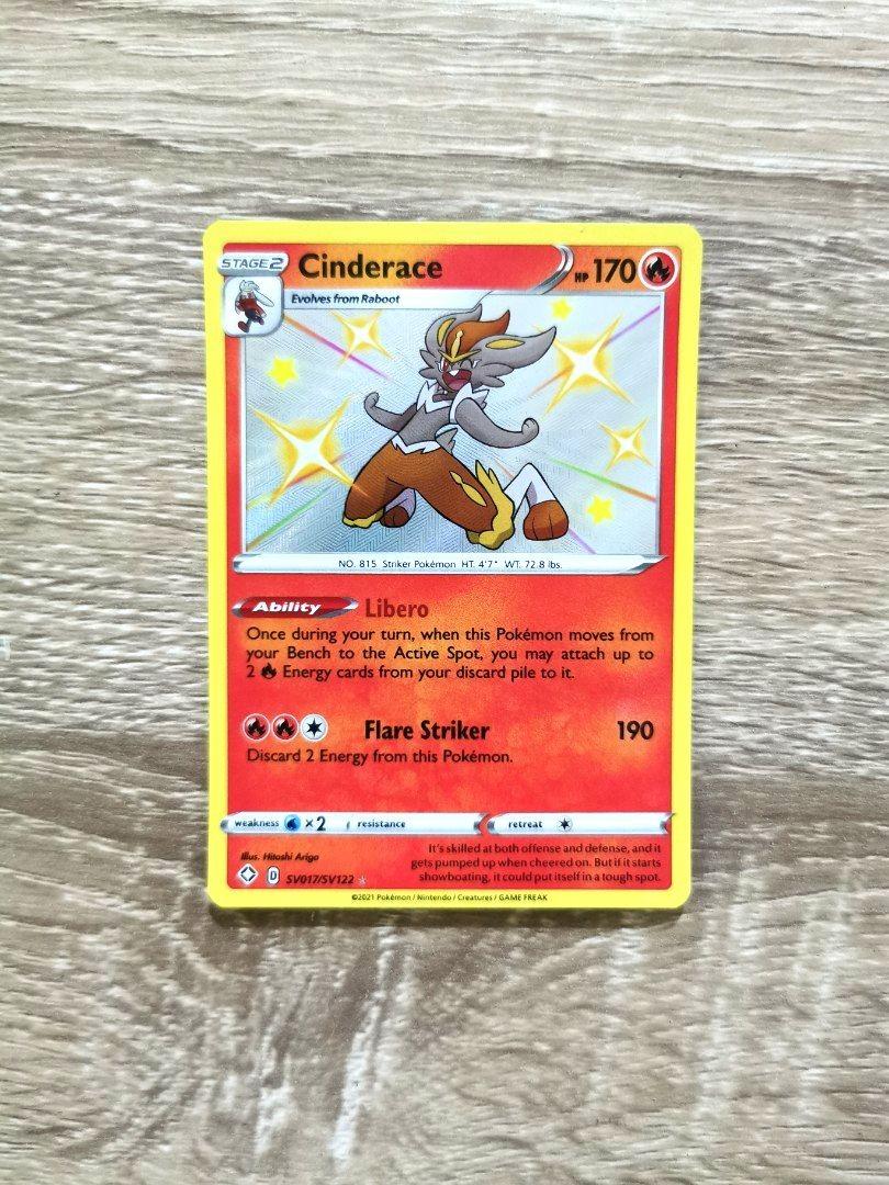 Pokemon TCG Cinderace - SV17/SV122 - Shiny Rare Shining Fates, Hobbies ...