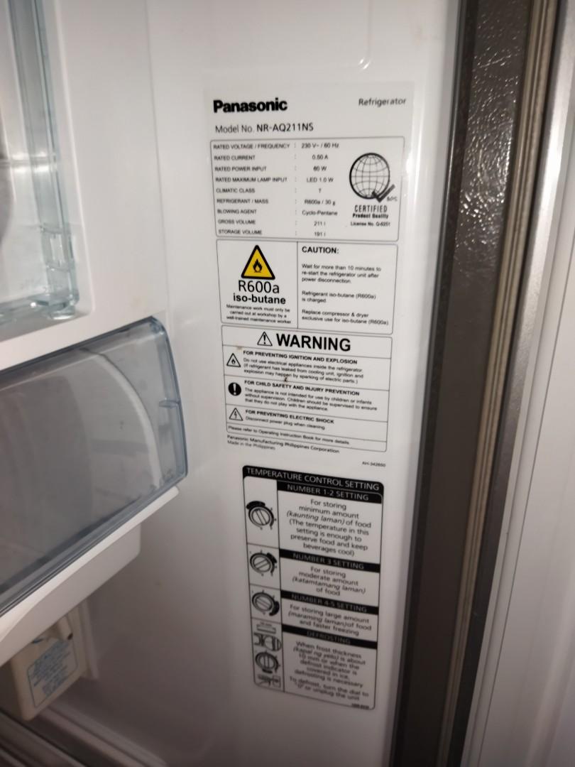 Refrigerator Panasonic -NR-AQ211NS, TV & Home Appliances, Kitchen Appliances, Refrigerators and ...