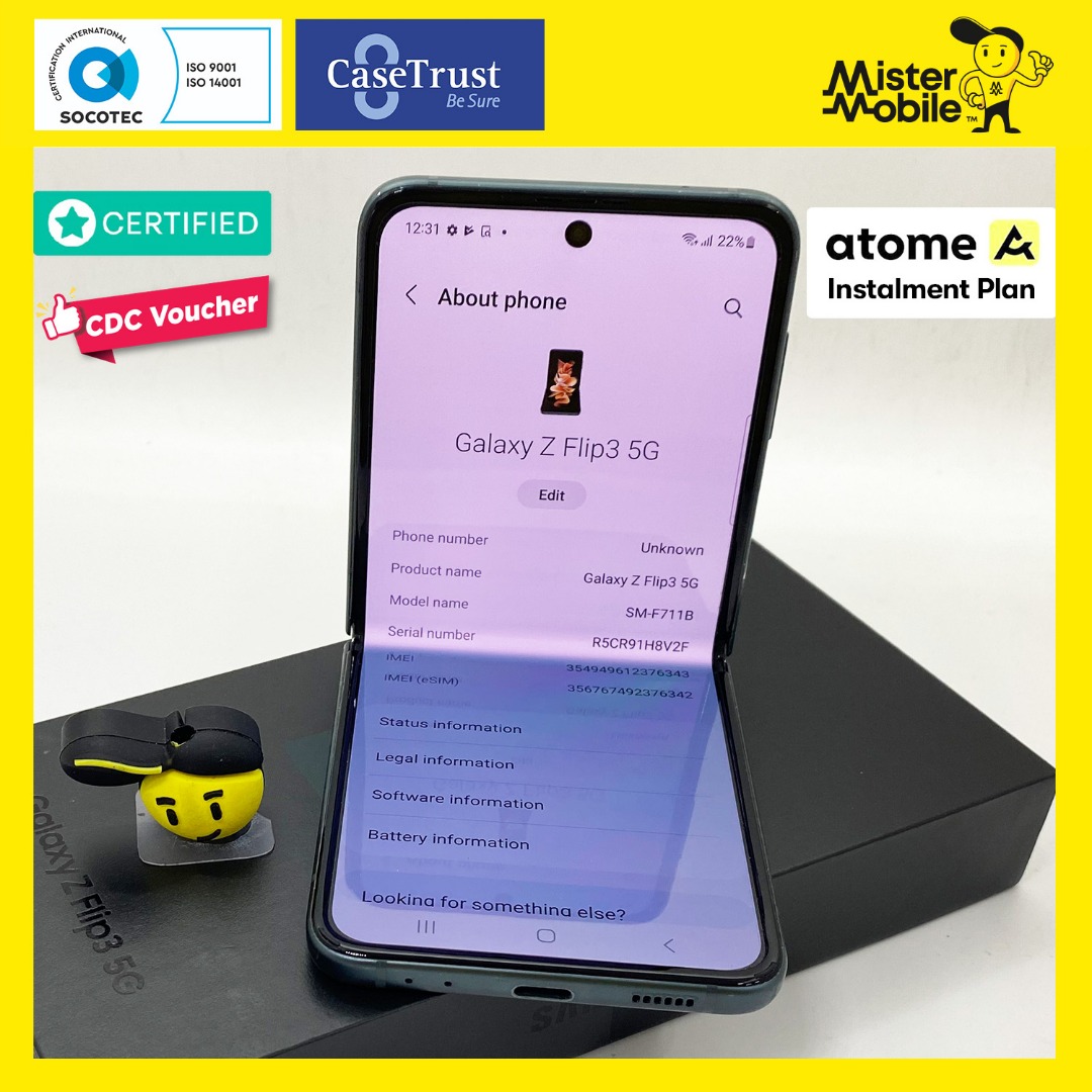 Samsung Galaxy Z Flip 3 5G 256 256GB Phantom Green Local Used, Mobile Phones & Gadgets, Mobile ...