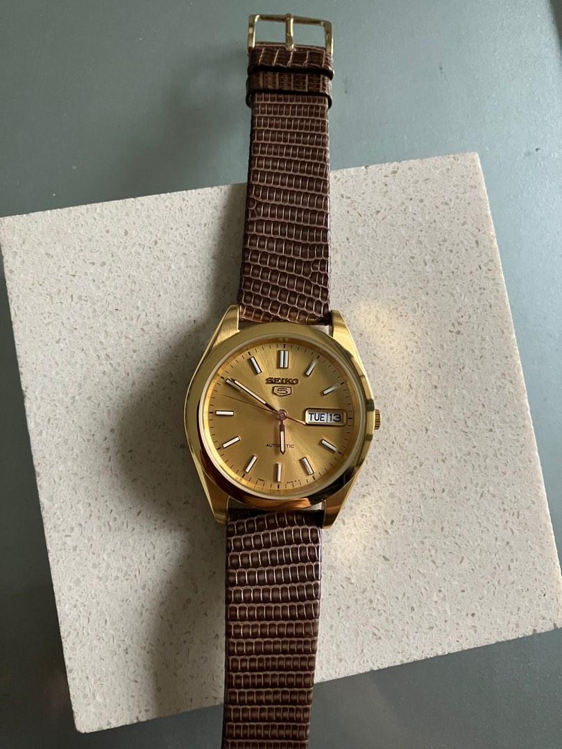 Seiko 5 Gold Automatic Watch, Women's Fashion, Watches & Accessories ...
