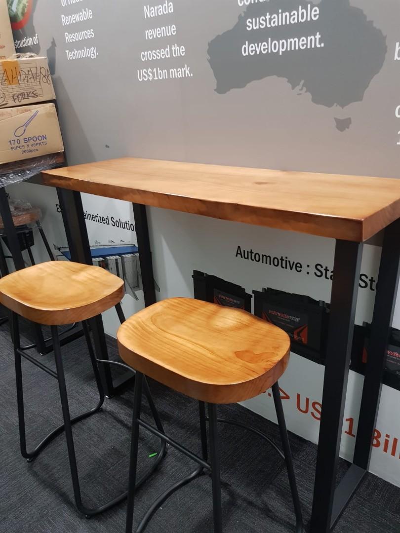 [Last Unit] Showroom Set Bar Table Solid Wood High Foot Nordic Bar ...