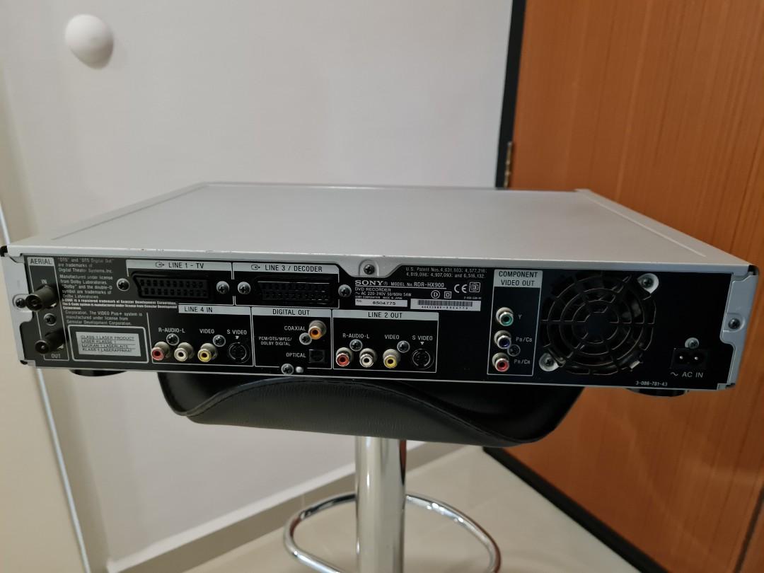 Sony DVD recorder RDR-HX900, TV & Home Appliances, TV & Entertainment ...