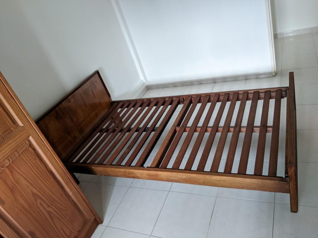 Super Single Solid Wood Bed Frame, Furniture & Home Living, Furniture ...