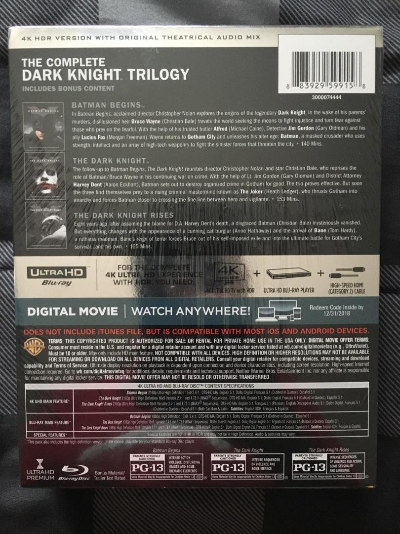 The Dark Knight Trilogy (4K Ultra HD + Blu-ray), Hobbies & Toys, Music & Media, CDs & DVDs on ...