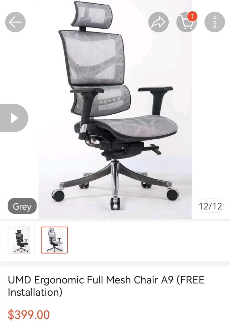 UMD Ergonomically Designed Full Mesh Chair, highly adjustable ...