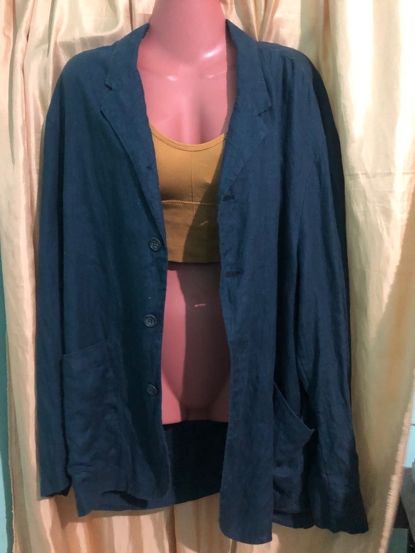 Unisex Oversized Dark Blue Blazer, Women's Fashion, Coats, Jackets and Outerwear on Carousell