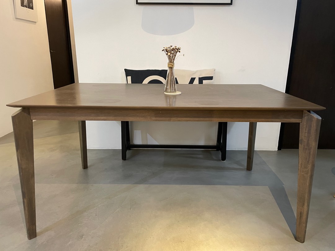 Wood Dining Table Like New, Furniture & Home Living, Furniture, Tables & Sets on Carousell